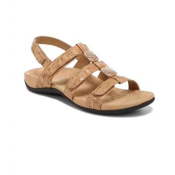 Vionic | Shoes | New Vionic Amber Adjustable Sandal In Gold Cork | Poshmark